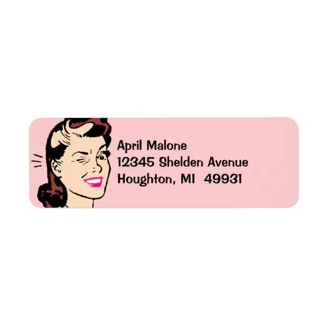 Retro Cute Wink Winking Lady Winks Labelling Label | Zazzle