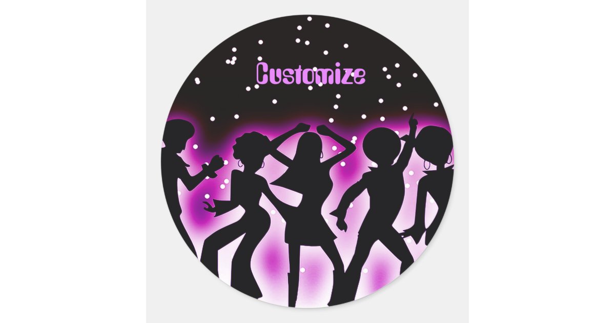 Retro Dance Party Pink Classic Round Sticker | Zazzle