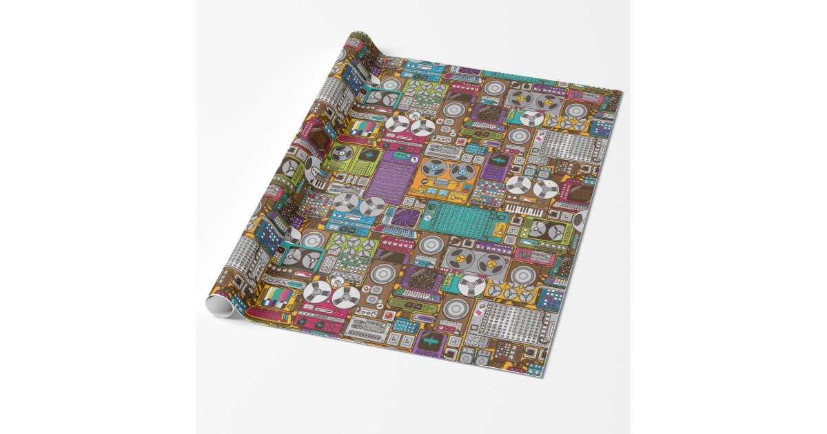 Retro Devices Recording Studio Wrapping Paper | Zazzle