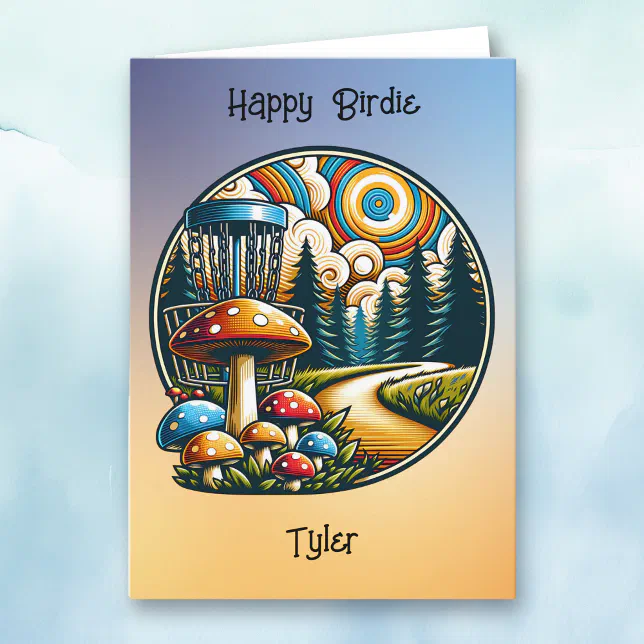 Retro Disc Golf Psychedelic Birthday Card | Zazzle