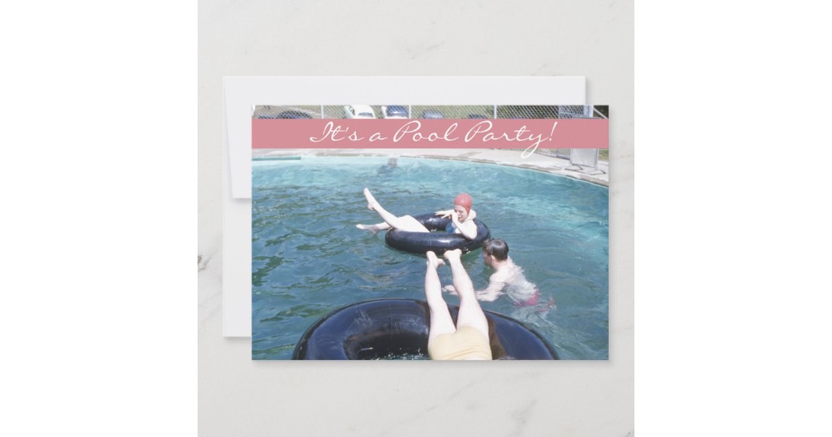 Retro Fifties Swimming Pool Party Vintage Swimsuit Invitation | Zazzle