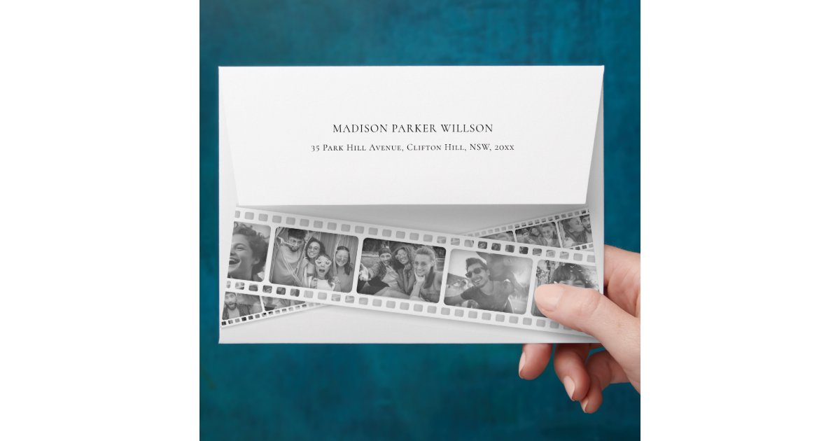Retro Film Strip Custom Photos Movie Party Envelope | Zazzle