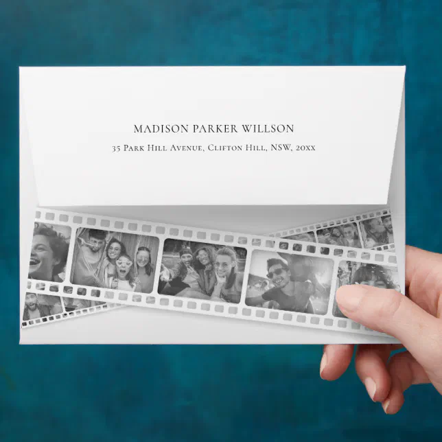 Retro Film Strip Custom Photos Movie Party Envelope | Zazzle
