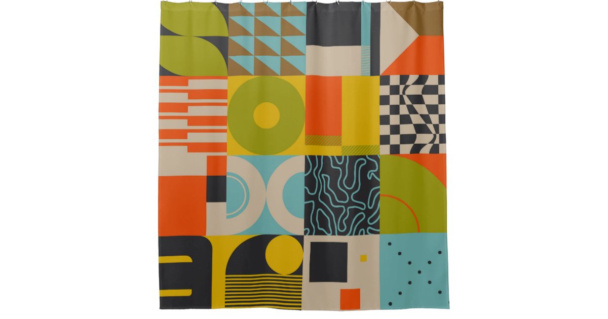 Retro future: abstract pastel artwork. shower curtain | Zazzle