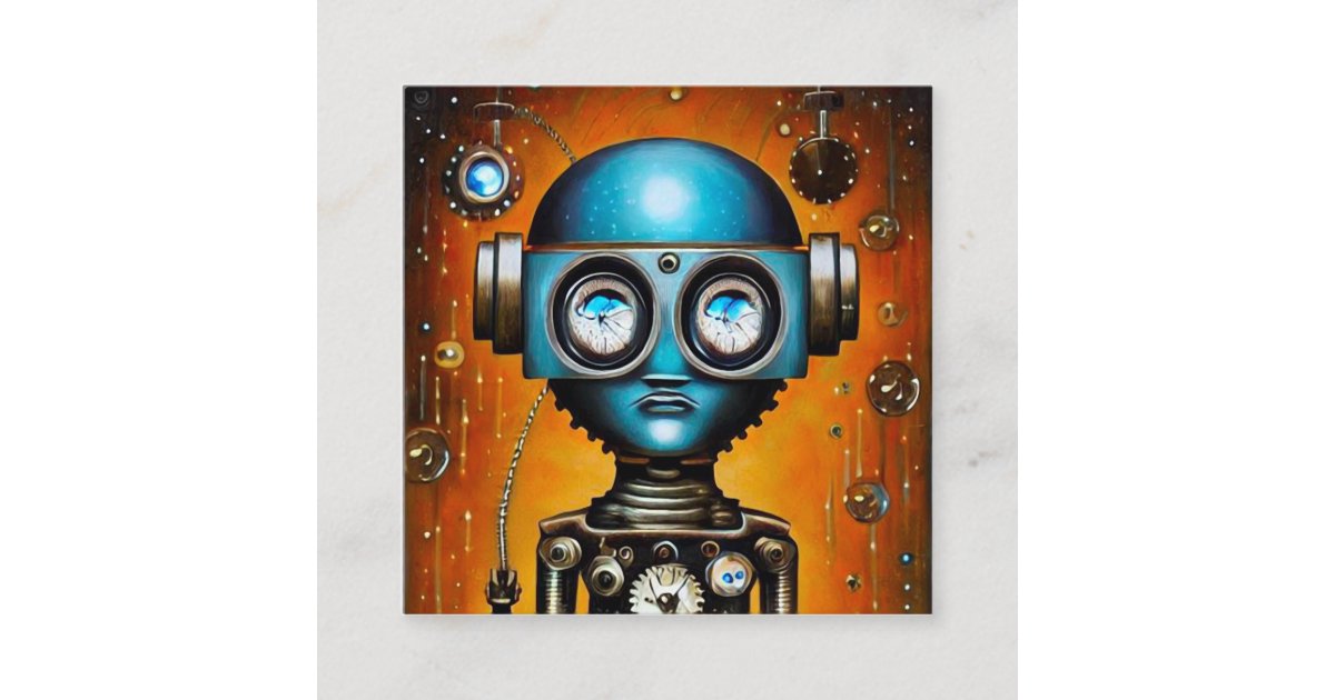 Retro Futuristic Robot Enclosure Card | Zazzle
