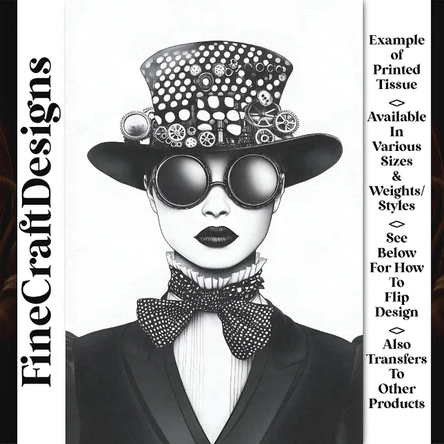 Retro Futuristic Steampunk Woman AC4 Decoupage Tissue Paper | Zazzle