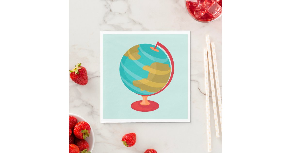 Retro Globe Illustration Vintage Earth Map Napkin | Zazzle