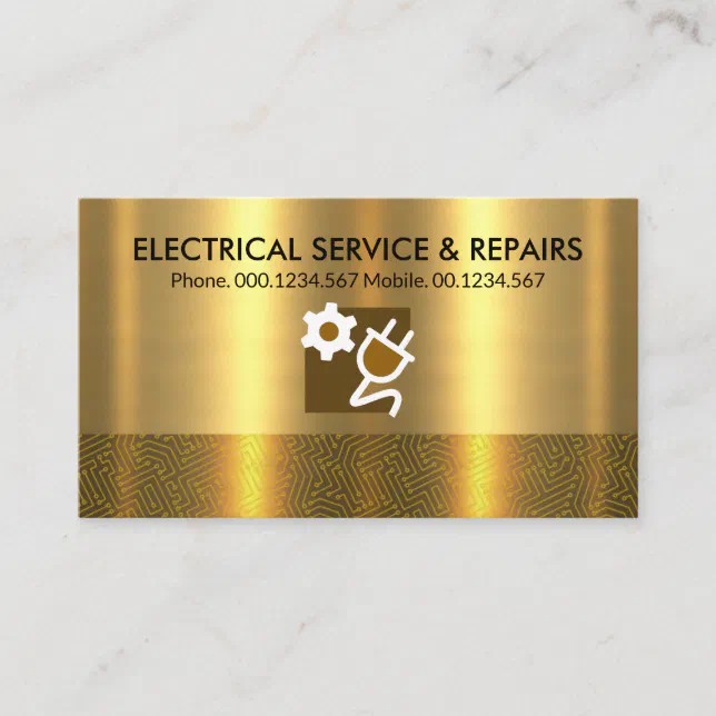 Retro Gold Electronic Circuit Layers Electrician Business Card | Zazzle