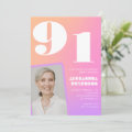 Retro Gradient Pink 91st birthday Invitation | Zazzle