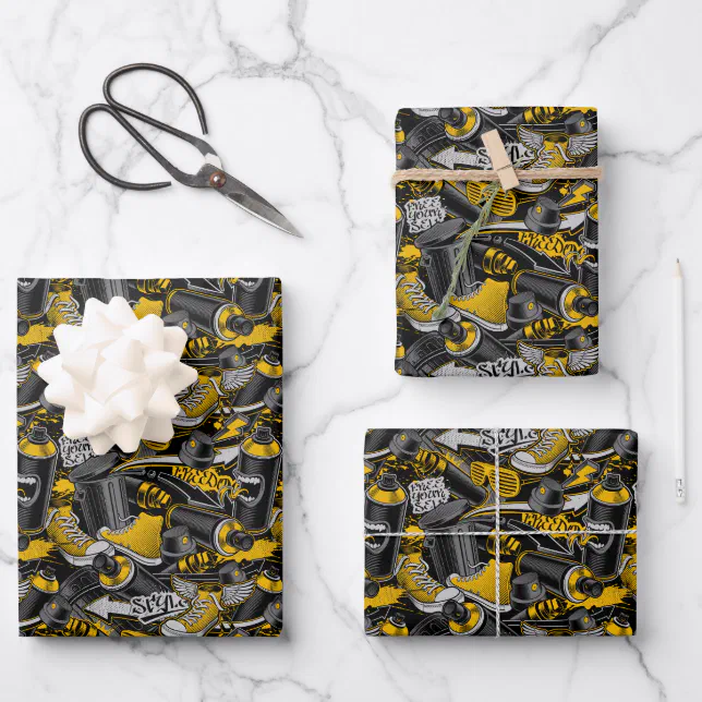 Retro Graffiti Urban Street Pattern Wrapping Paper Sheet | Zazzle