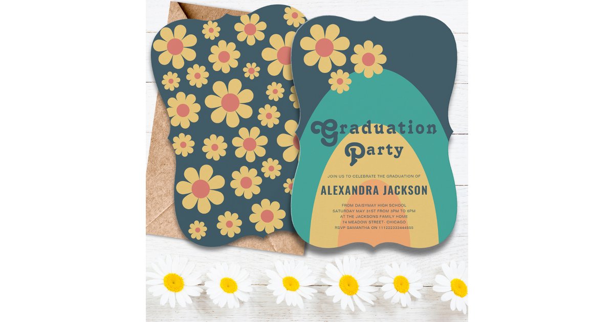 Retro Groovy Graduation Party Invitation | Zazzle