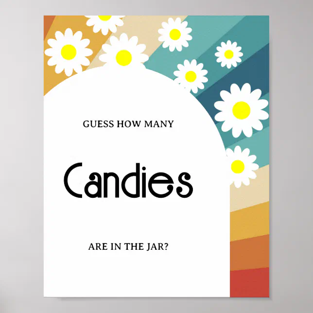 Retro Groovy - Guess how many candies game Poster | Zazzle