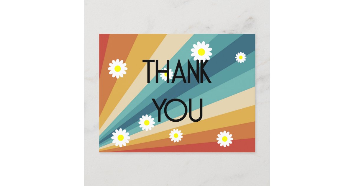 Retro Groovy - Thank You Postcard | Zazzle