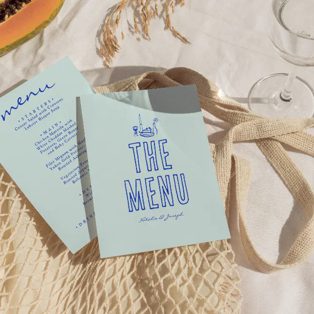 Retro Handwritten Drawn Colourful Bright Wedding Menu | Zazzle