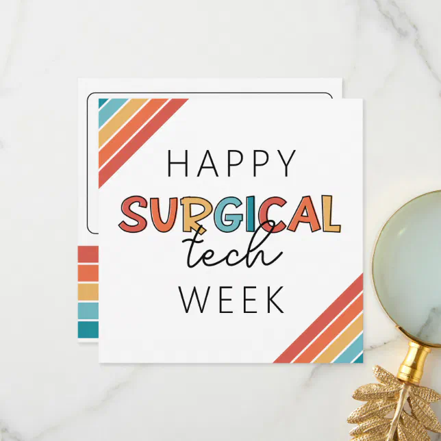 Retro Happy Surgical Tech Week Thank You Card | Zazzle