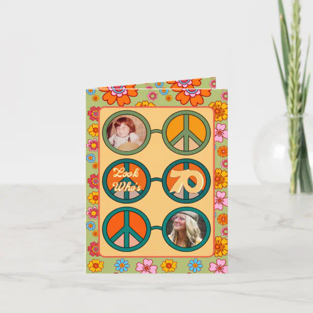 Retro Hippie Baby Boomer Photo Birthday Invitation | Zazzle