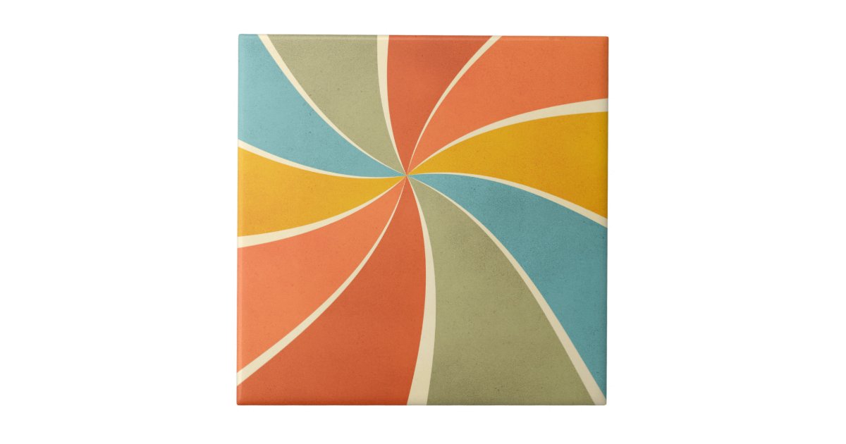 Retro Hippie Mixed Paint Style Swirls Pattern Tile | Zazzle