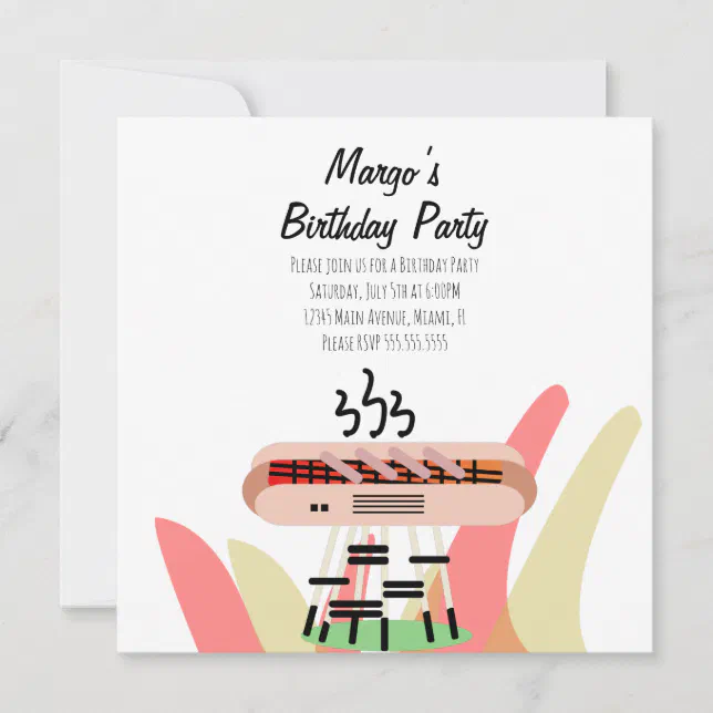 Retro Hot Dog Cookout Party Birthday Invitation | Zazzle