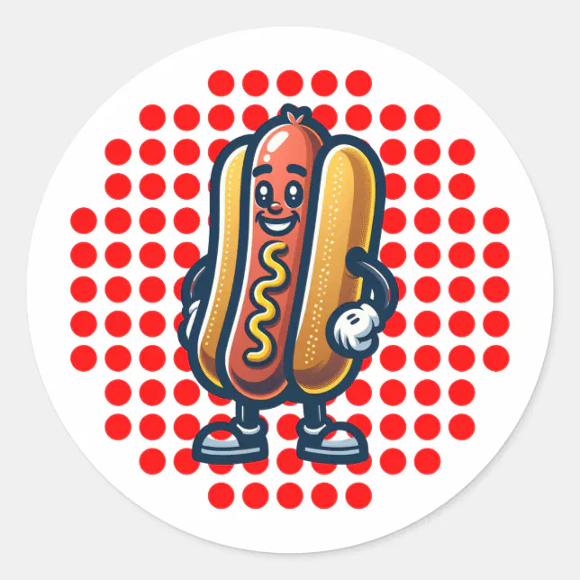 Retro Hot Dog Glizzy Pop Art Classic Round Sticker | Zazzle