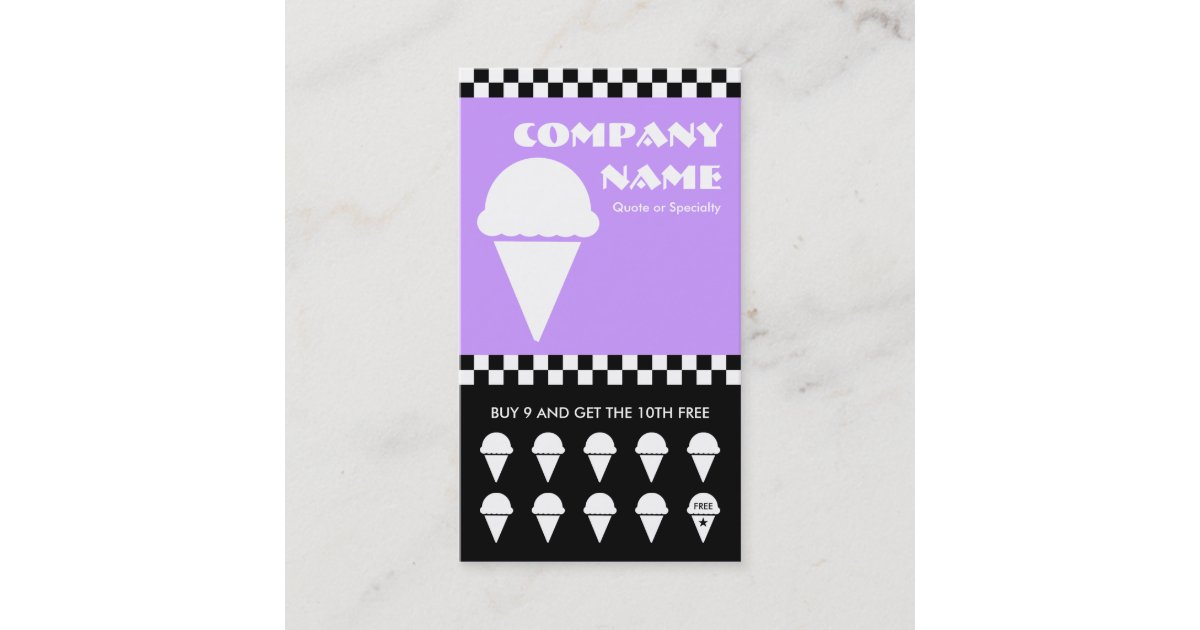 retro ice cream checkers punchcard loyalty card | Zazzle