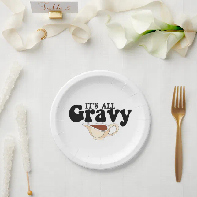 Retro Its All Gravy Baby Vintage Fall Thanksgiving Paper Plate | Zazzle