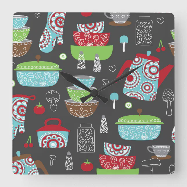Retro Kitchen Themed Wall Clock | Zazzle