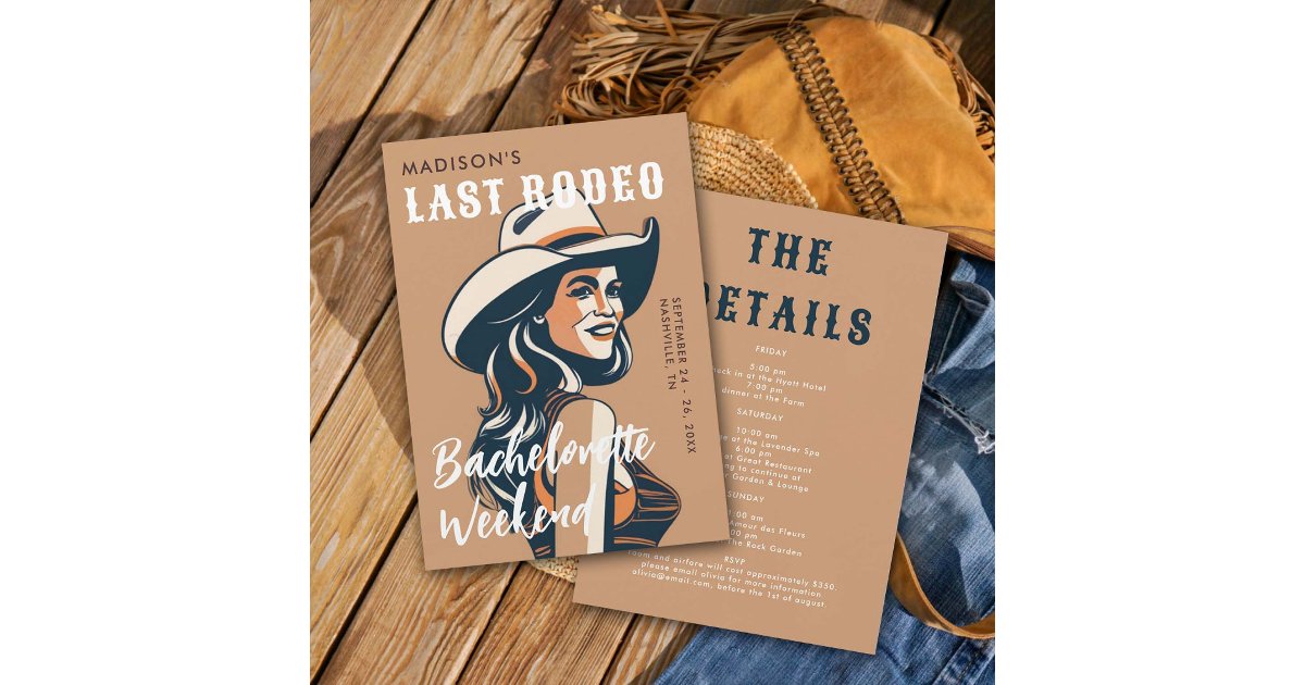 Retro Last Rodeo Poster Art Glam Chic Bachelorette Invitation | Zazzle