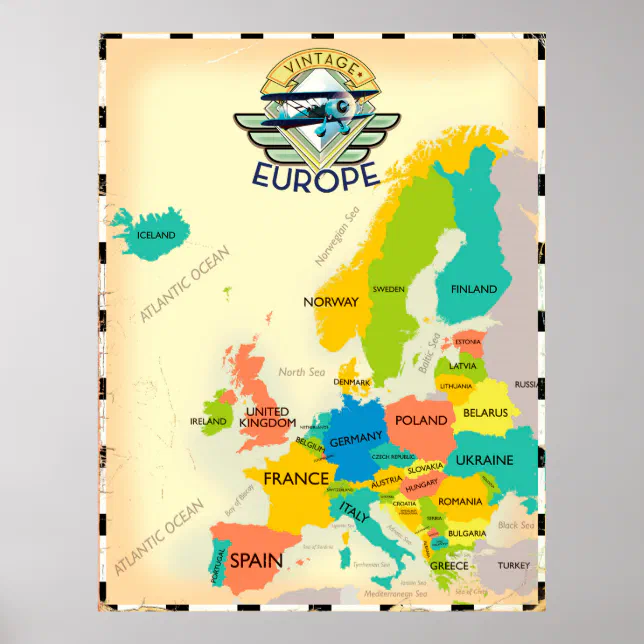 Retro Map Of Europe. Poster | Zazzle