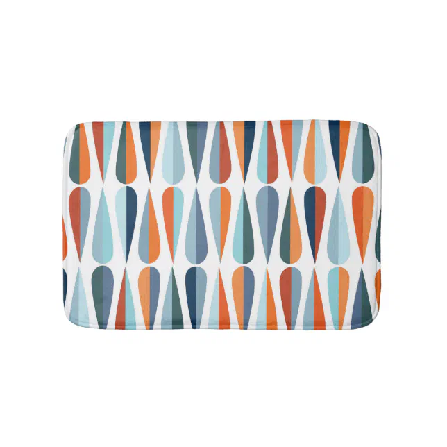 Retro mid-century, drop shapes pattern. bath mat | Zazzle