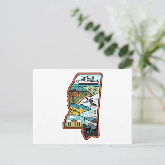 Retro Mississippi Biloxi Laurel MS State Souvenir Postcard | Zazzle