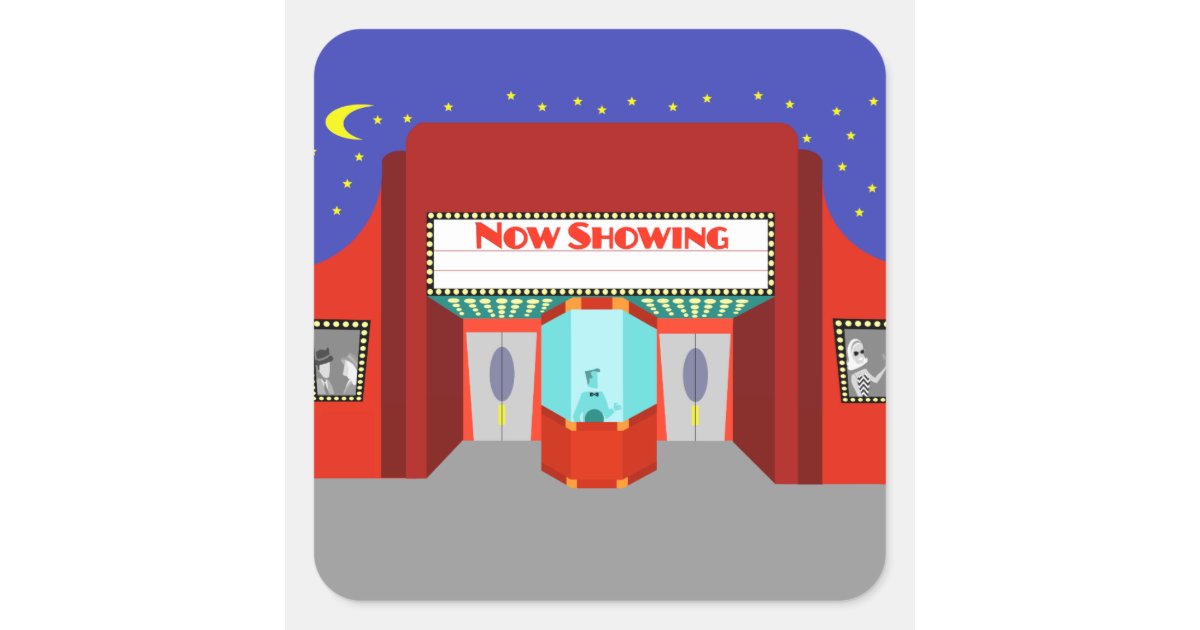 Retro Movie Theatre Stickers | Zazzle
