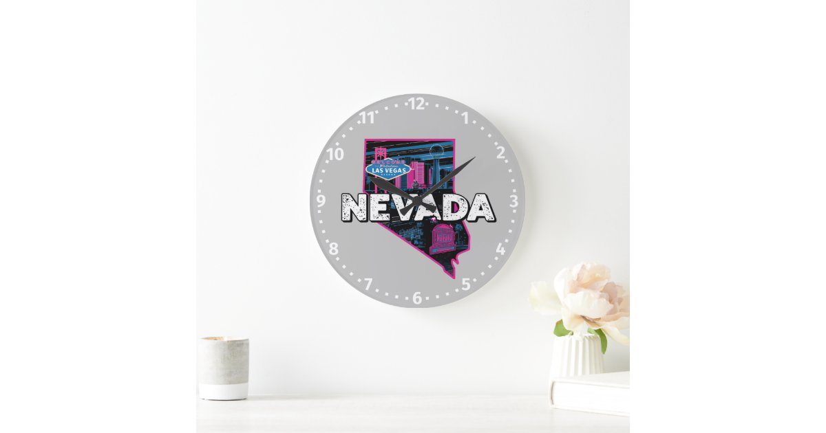 Retro Nevada Silhouette Large Clock | Zazzle