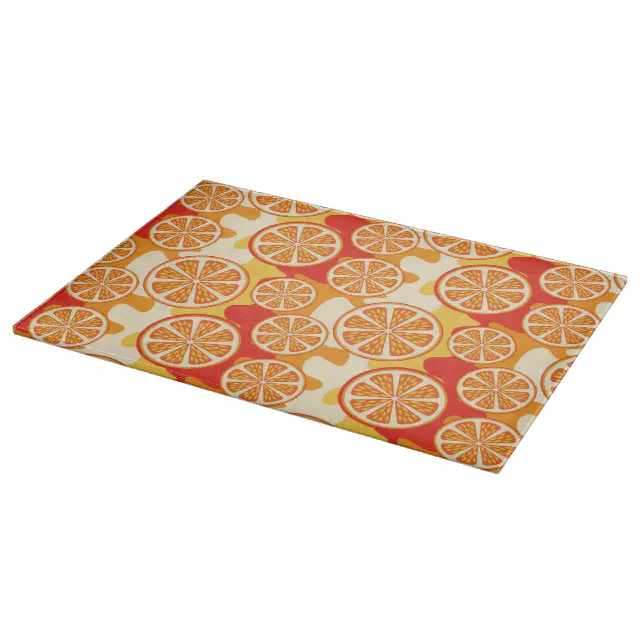Retro Orange Citrus Pattern Cutting Board | Zazzle