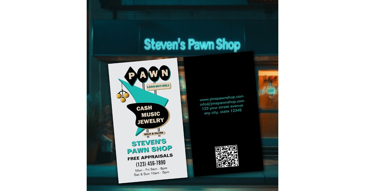 Retro Pawn Shop Business Card | Zazzle