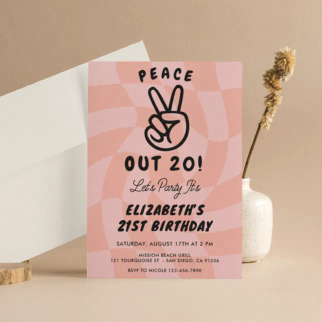 Retro Peace Out Any Age Birthday PARTY Invitation | Zazzle