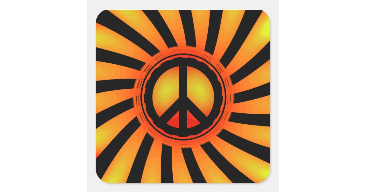 Retro Peace Sign Square Sticker | Zazzle