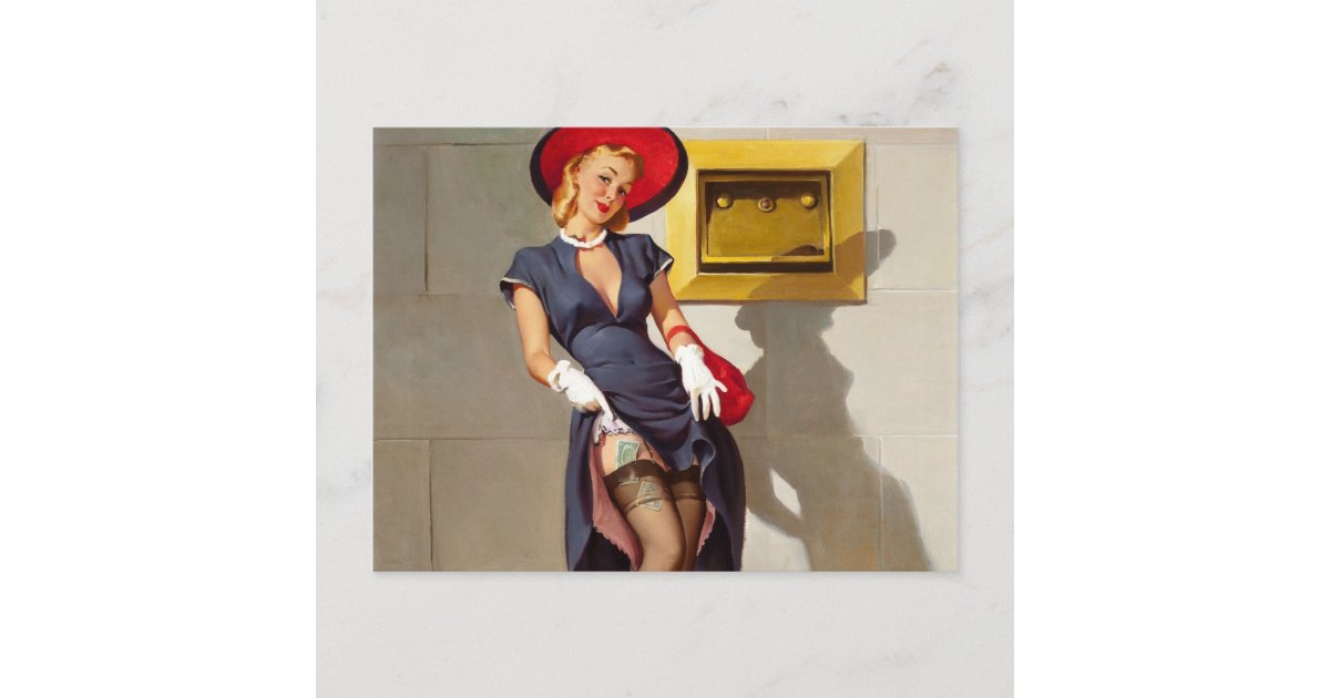 Retro Pin-Up Girl Postcard | Zazzle