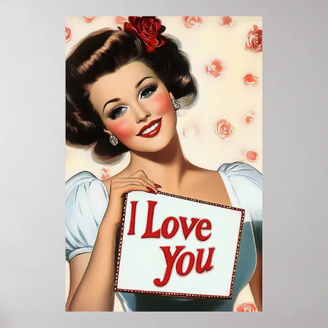 Retro Pin-Up Love Poster | Zazzle