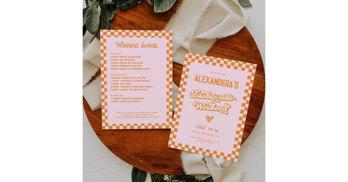 Retro Pink and Orange Sunset Bachelorette Party Invitation | Zazzle