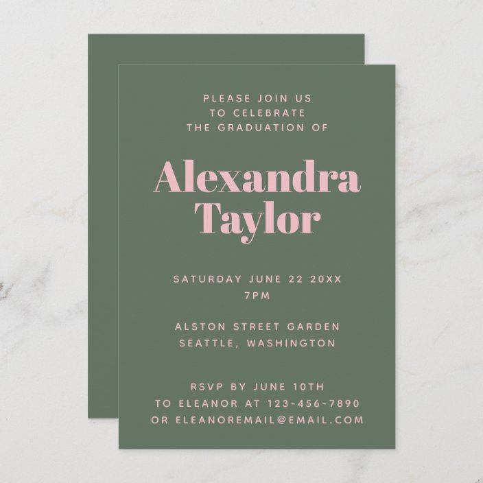 Retro Pink Green Cute Aesthetic Graduation Party Invitation | Zazzle.co.uk