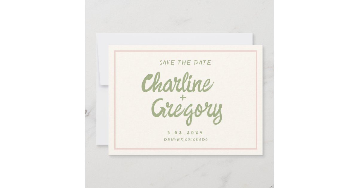 Retro Pink Handwriting Wedding Save the Date Invitation | Zazzle