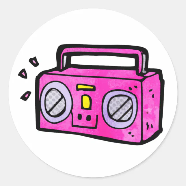 Retro Radio Boombox Classic Round Sticker | Zazzle