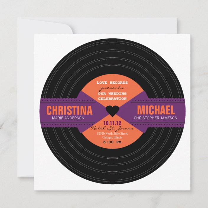 Retro Record Invitation | Zazzle.co.uk