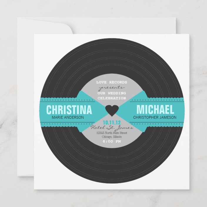 Retro Record Invitation | Zazzle.co.uk