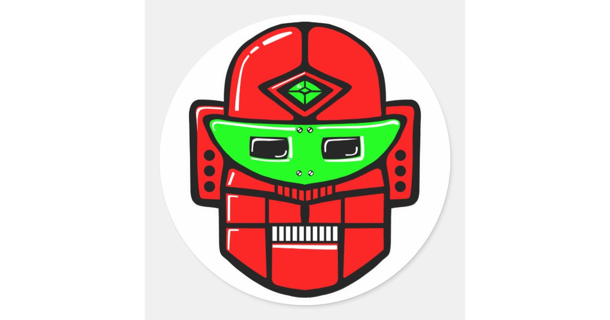 Retro Robot Head Classic Round Sticker | Zazzle