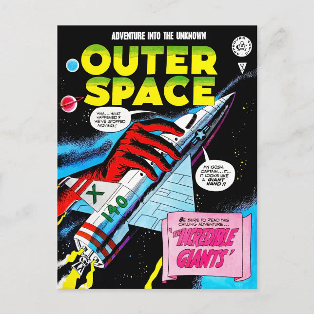 Retro Sci-Fi Adventure Outer Space Comics Cover Postcard | Zazzle