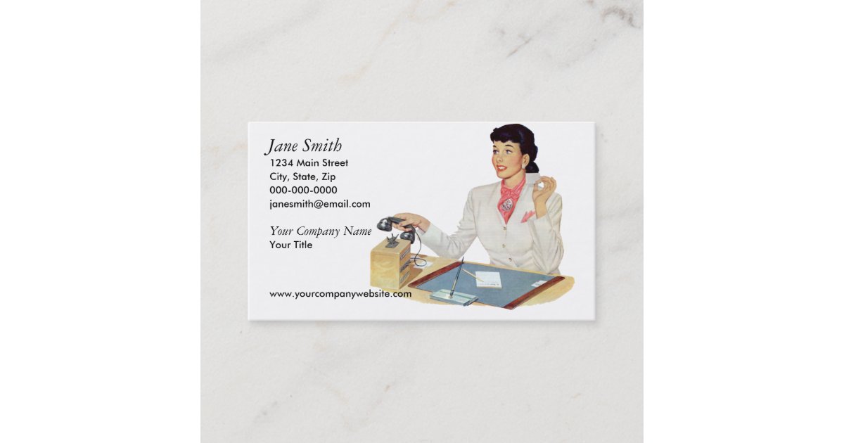 Retro Secretary Business Card | Zazzle