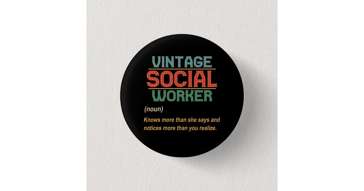 Retro Social Worker Definition Public Servant Case 3 Cm Round Badge ...