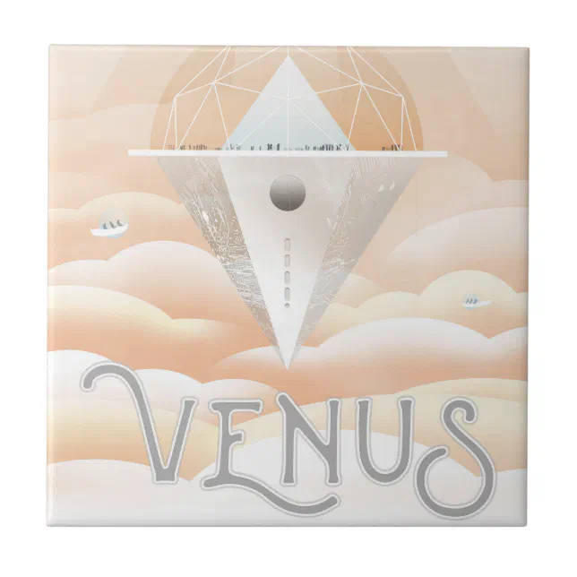 Retro Space Poster-Observatory In The Solar System Tile | Zazzle