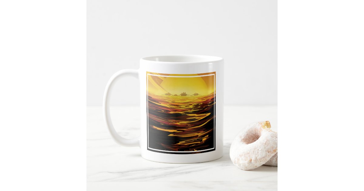 Retro Space Poster-Saturn's Largest Moon, Titan. Coffee Mug | Zazzle